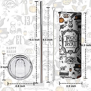 Mosdeim Halloween Tumbler 20 oz Travel Holiday Coffee Mug Vintage Pumpkin Skinny Tumblers with Lid and Straw Stainless Steel Insulated Coffee Cups Halloween Gifts for Women Girls