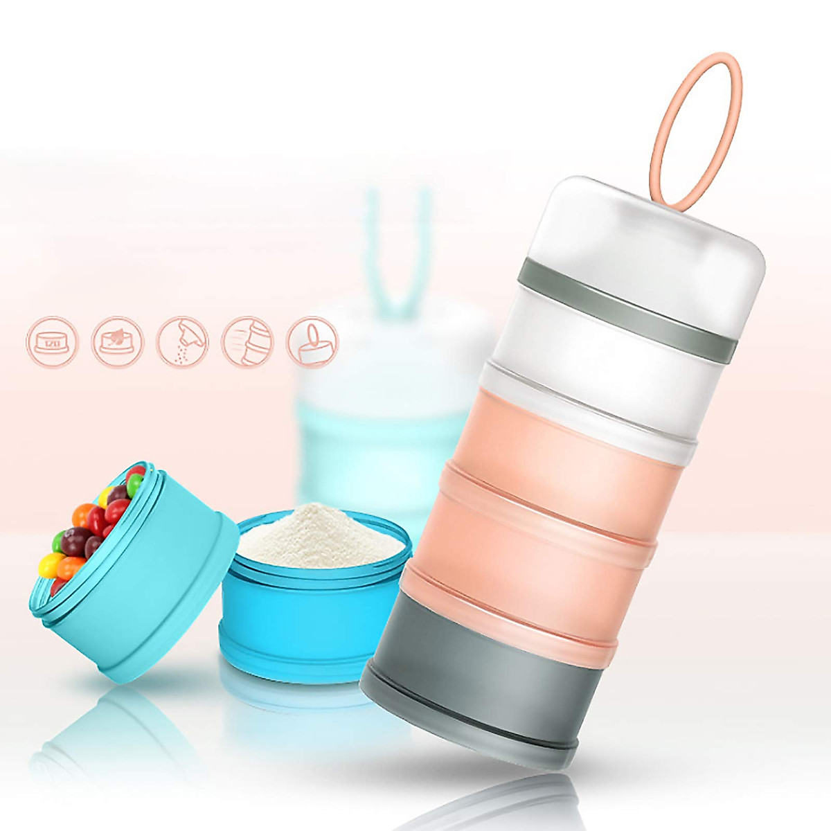 Milk Powder Dispenser Portable 4 Layer Baby Feeding Formula Storage Pot Container