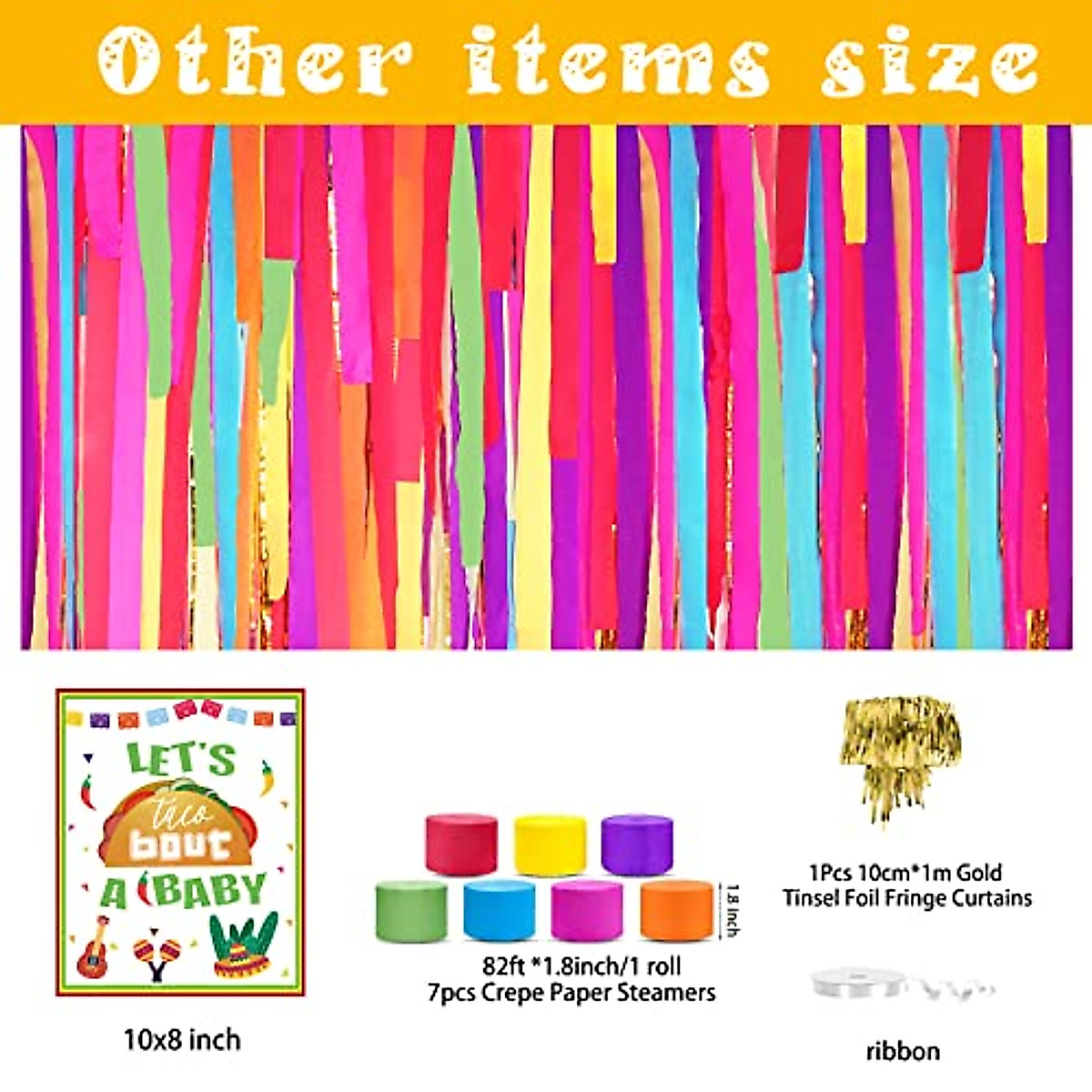 Taco Bout a Baby Decorations Kit, Hombae Mexican Fiesta Baby Shower Decoration Supplies, Fiesta Paper Fans, Banner, Cake Topper, Llama and Cactus Cupcake Toppers