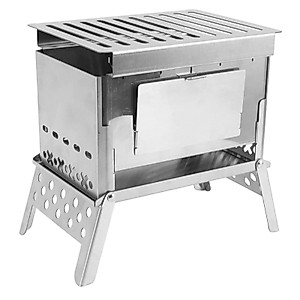Foldable BBQ Grill, Stainless Steel Charcoal Grills, Durable Portable Detachable Barbecue Cooking Stove for Outdoor Garden Camping Picnic