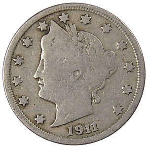 1911 Liberty Head V Nickel 5 Cent Piece VG Very Good 5c US Coin Collectible