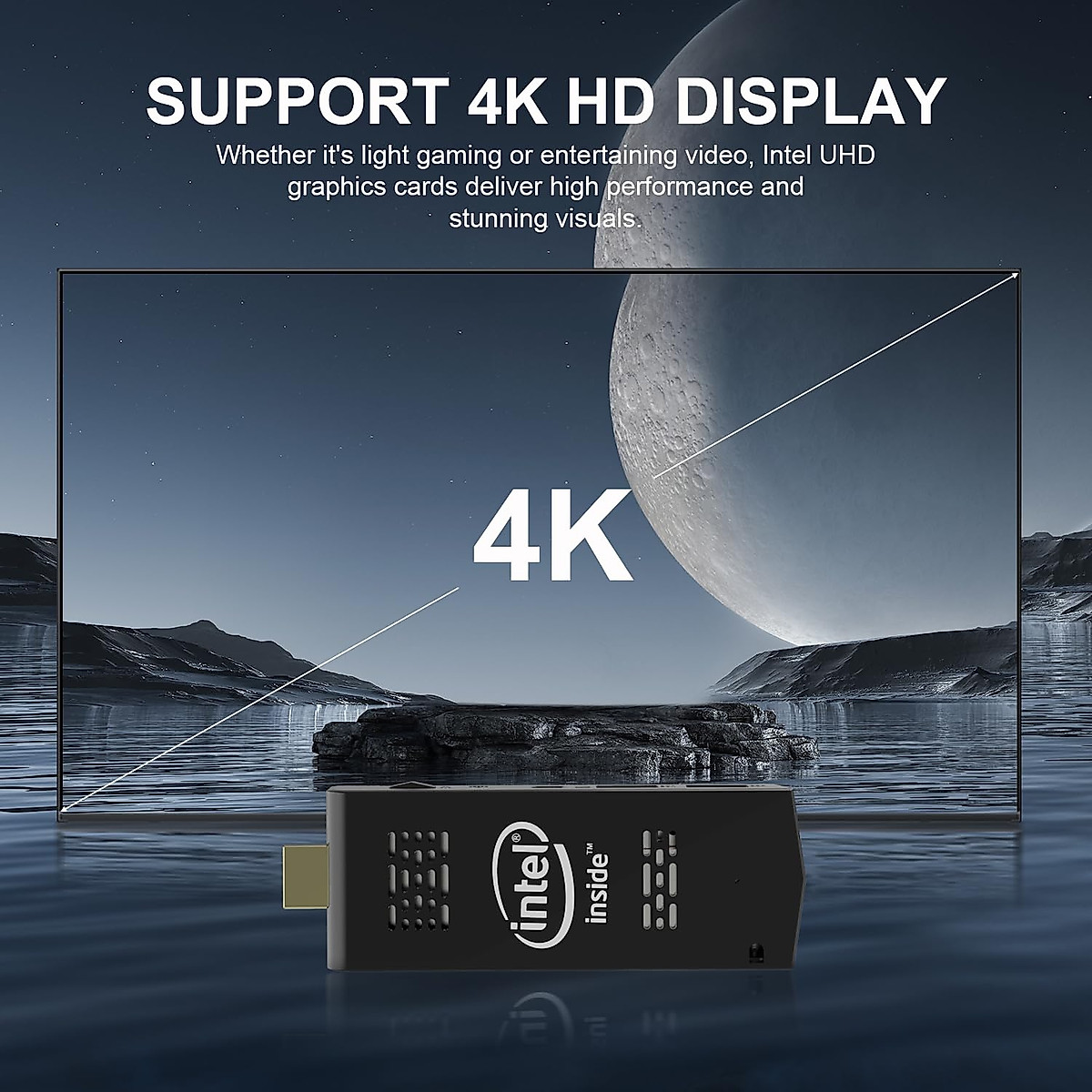 ALADAWN Intel Compute Stick 8GB RAM 128GB ROM with Intel Atom Z8350 and Windows 10 Pro,Mini PC Stick Support 4K HD,2.4G/5G WiFi,Bluetooth 4.2,Auto Power on