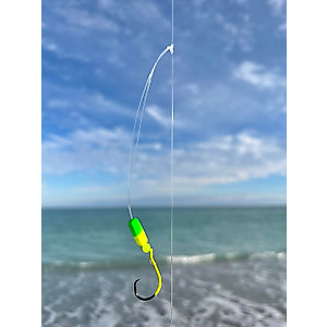 6 Pack 'Coquina Shells' Pompano Surf Fishing Rigs (25# Mono Pro-Tec Coated)