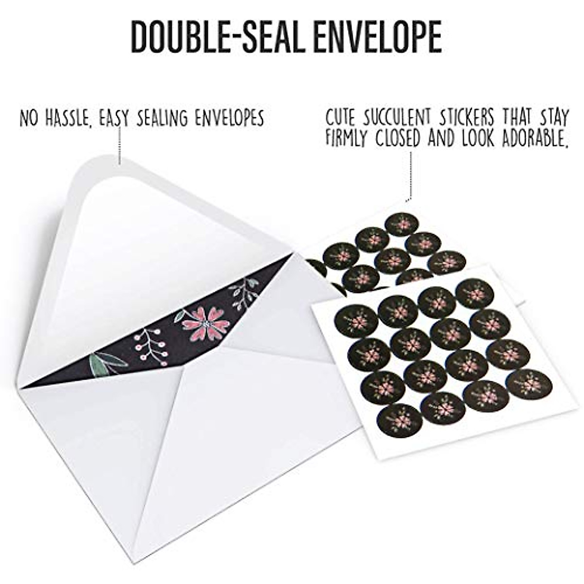 Chalkboard Floral Thank You Cards with Envelopes for Thank You Notes! Bulk Set of 48 Blank Gift Cards with Envelopes for Baby Shower Note Cards, Watercolor Wedding Thank You Cards and Bridal Shower Thankyou Card