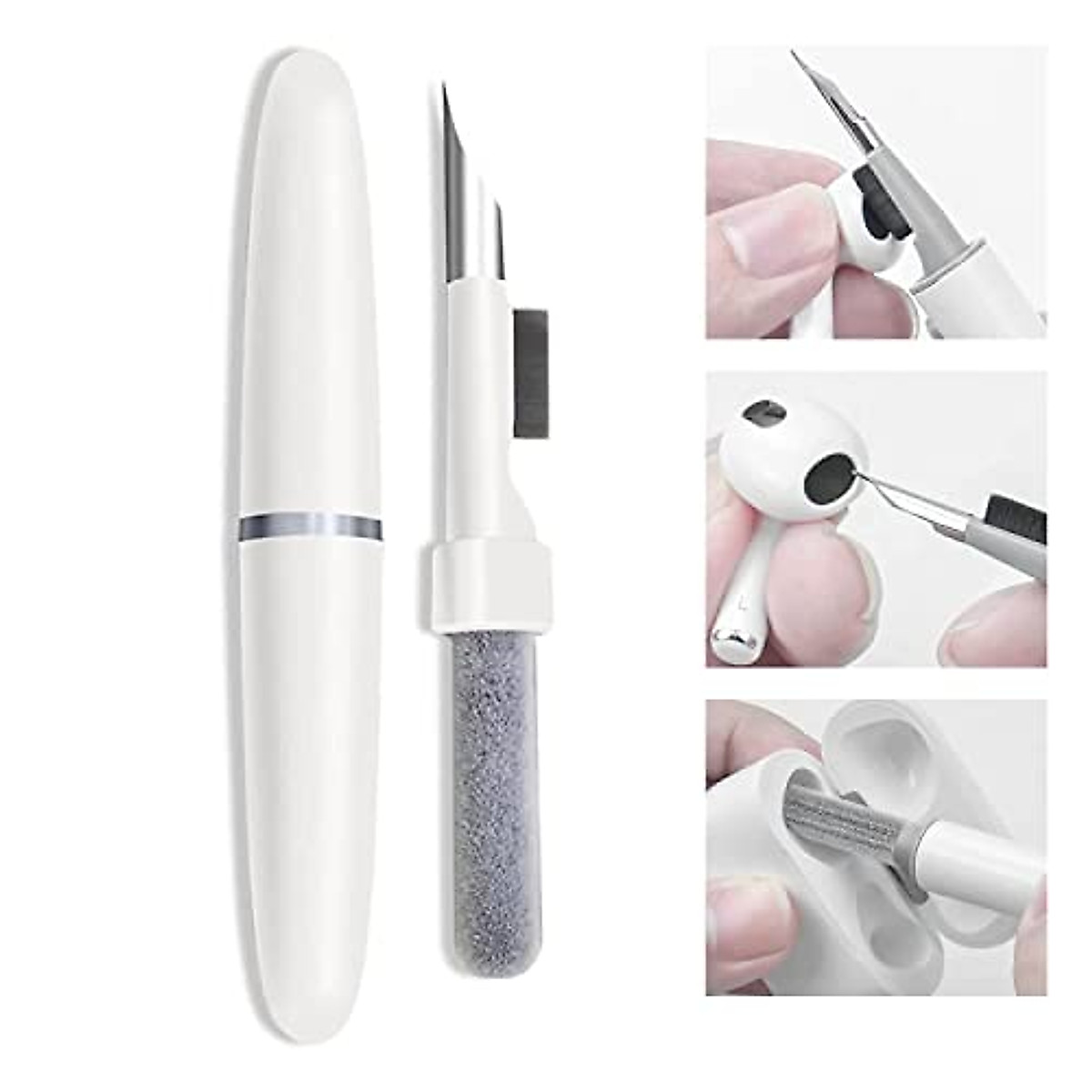 TIWABI 3 in 1 Cleaner Kit for Airpods 1 2 3 Pro Headphones Earbuds and Case Multi-Function Cleaner Kit with Brush and Soft Flocking Brush Multi-Function Cleaner Kit for Earphones Phone and Camera