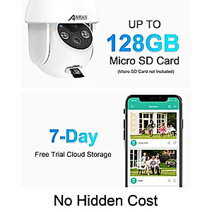 ANRAN 2K Security Camera Wireless Outdoor, Solar Outdoor Camera with 360° View, Smart Siren, Spotlights, 3MP Color Night Vision, AI Human Detection, 2-Way Talk, Compatible with Alexa, Q3 White