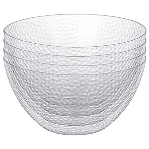Suwimut 4 Pack Clear Plastic Serving Bowls for Parties, 135 OZ Large Round Disposable Plastic Snack or Salad Bowl, Clear Chip Bowls Plastic Candy Dish Salad Serving Containers