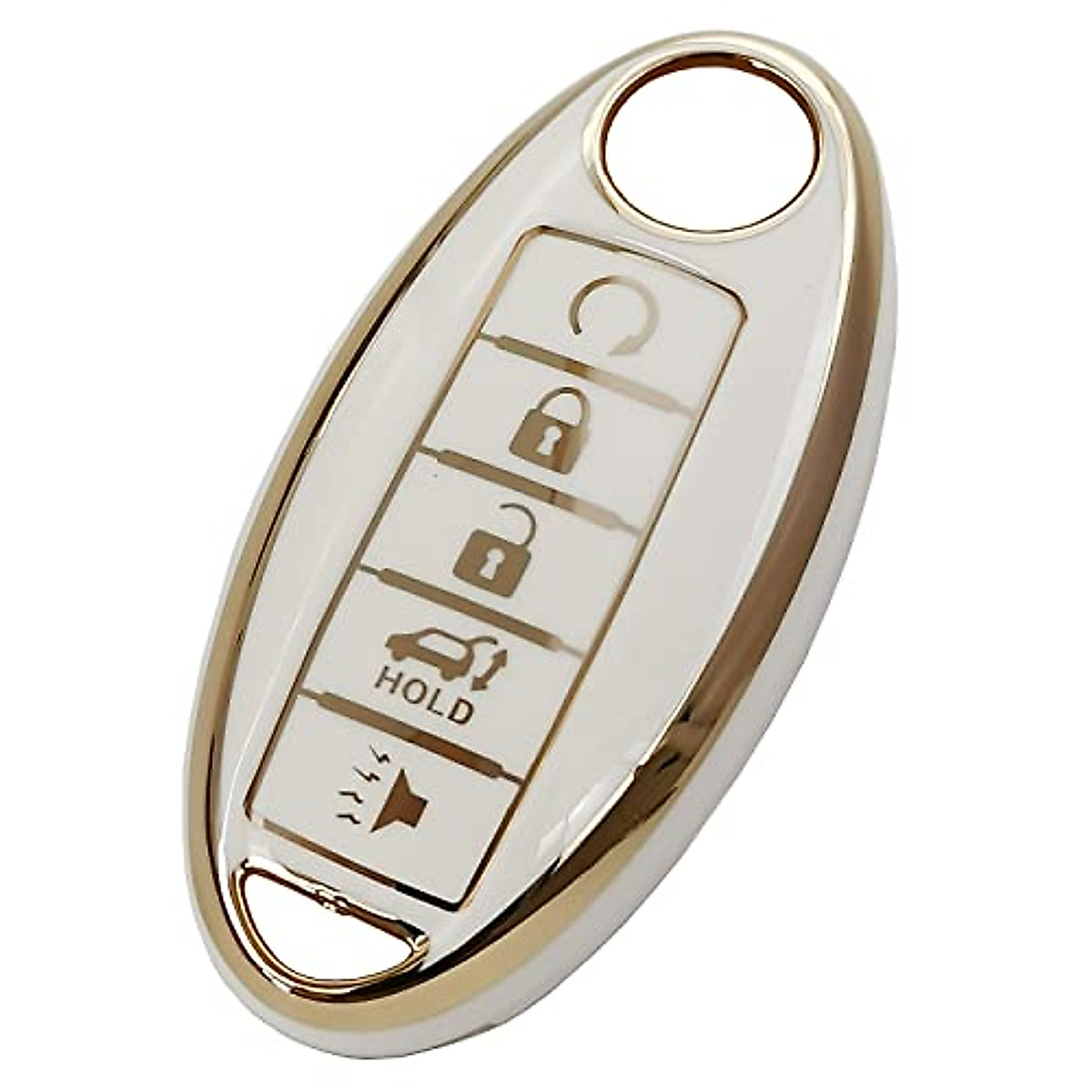 Guibuhuse Protective Key Case Cover Keyless Entry Remote Key Shell Holder Fits for Nissan Altima Maxima Murano Pathfinder, 2013-2018 for Infiniti JX35 Q50 Q60 QX60 KR5S180144014 (White)