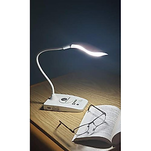 ViviLux LED Task Lamp with Wireless Charger, USB Port and Flexible Neck; Rechargeable Battery Powered, Lightweight and Compact Desk or Table Lamp for School, Work, Hobbies, Crafts, Reading and More