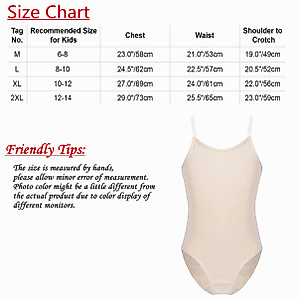 dPois Kids Girls Basic Ballet Leotard Gymnastics Dance Unitard One Piece Strechy Bodysuit Dancewear Activewear Nude 7-8 Years