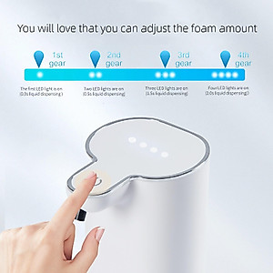 Vuswikoti Automatic Foaming Soap Dispenser, Rechargeable, Touchless Foam Soap Dispenser, Hand & Dish Soap Dispenser with Motion Sensor for Bathroom, Kitchen