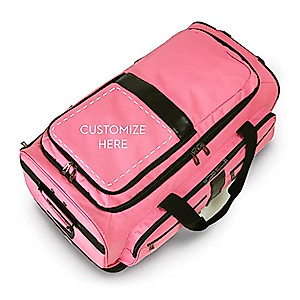 Travolution® – Newly Designed Garment Rack 28 inch Duffel with Wheels, Collapsible Lightweight Drop-Bottom Dance Costume Travel Luggage, Pink/Black…