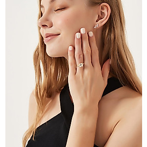 TIGRADE 2.5CT Engagement Ring for Women Princess Cut Cubic Zirconia Promise Ring 14K Gold Plated CZ Eternity Wedding Band Size 4-10,Gold, Size 6.5