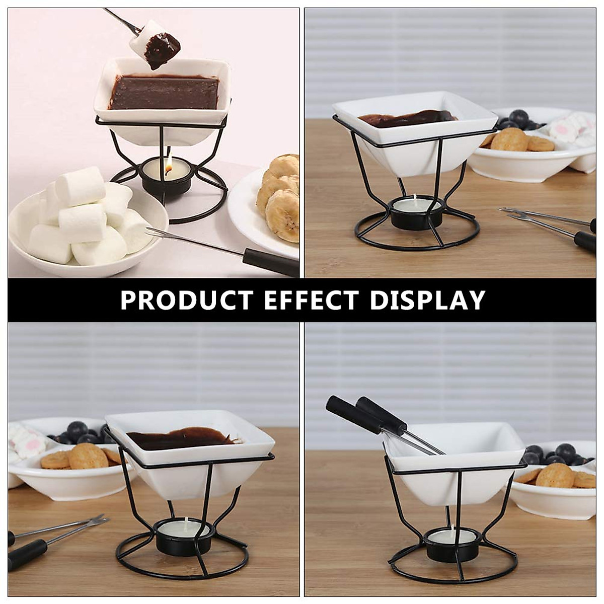 YARNOW 1 Set of Ceramic Butter Warmer Fondue Pot with Tealight Candle Chocolate Melt Pot Butter Cheese Melt Hot Pot for Cheese Chocolate