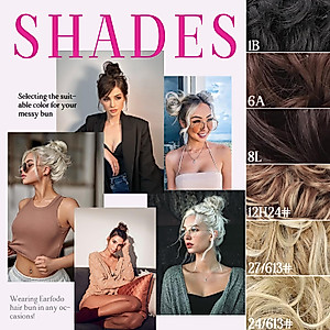 Earfodo Messy Bun Hair Piece, Messy Hair Bun Scrunchies for Women Tousled Updo Bun Synthetic Wavy Curly Chignon Ponytail Hairpiece for Daily Wear(27/613#:Strawberry Blonde & Bleach Blond Mixed)…