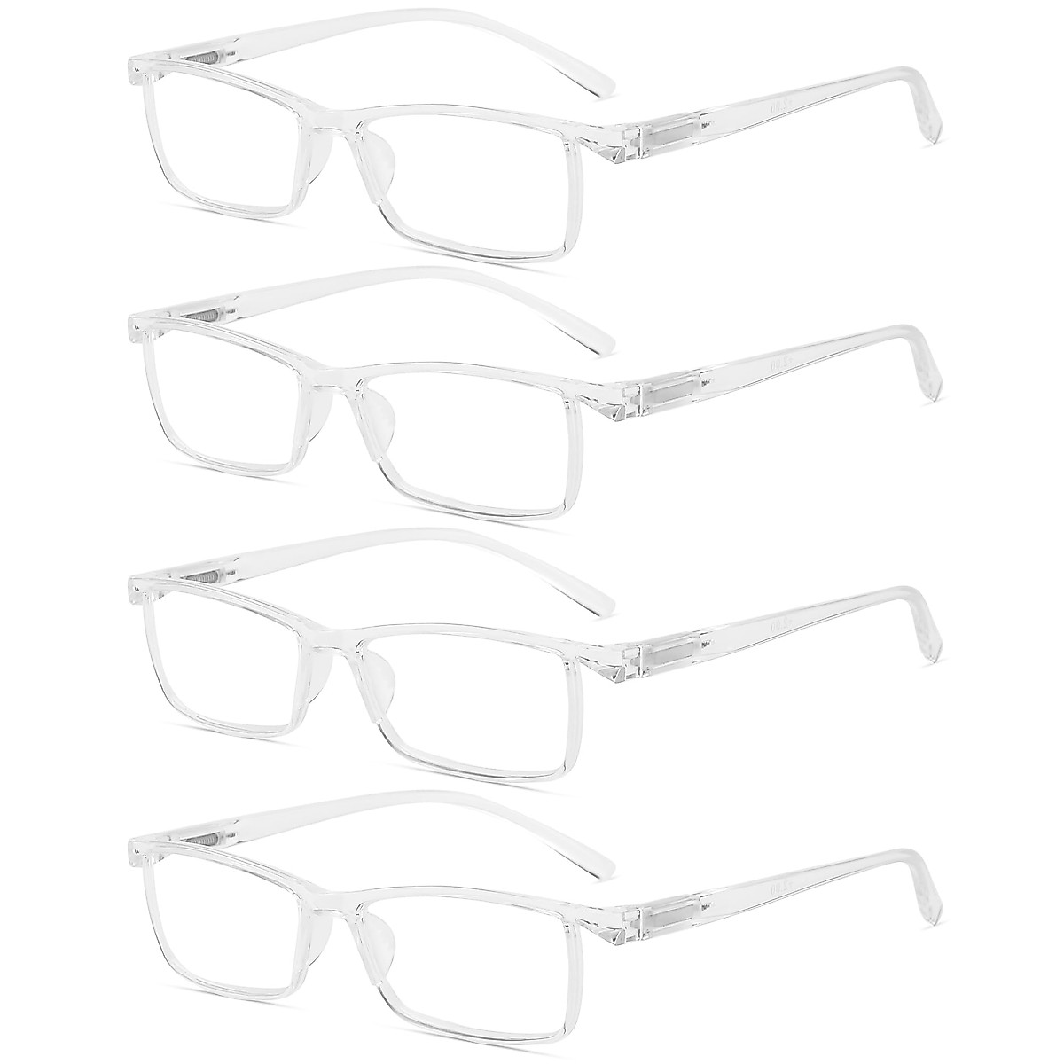 AJYADO Reading Glasses Blue Light Blocking - Computer Readers Men Women Magnifying Eyeglass Anti Blue ray Ultra Light Spring Hinge (4Pcs Clear 1.5)