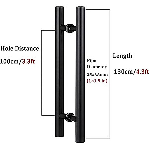 EXOGUN Barn Door Pull Handle, Door Handle Modern Double Sided H Shape Swing, Exterior Interior Barn for Glass, Wooden Gate, Shower Pulls Office (Size : 130cm/4.3ft)