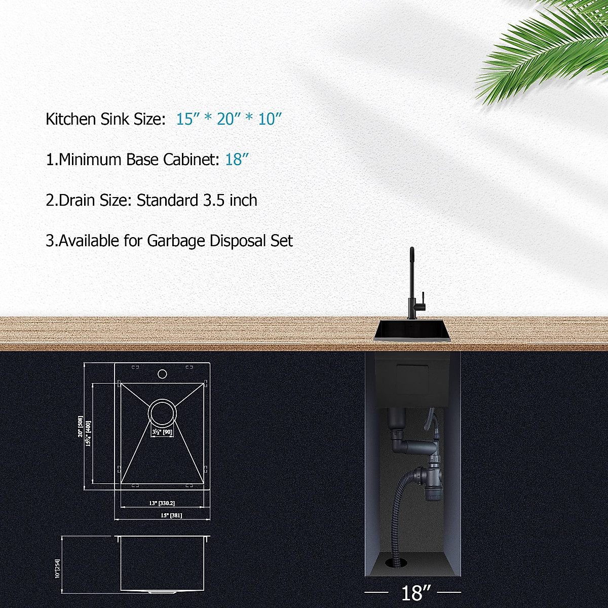 Lordear 15x20 Inch Drop In Bar Sinks Stainless Steel Single Bowl Topmount Kitchen Sink Gunmetal Black 16 Gauge Overmount RV BAR PREP SMALL Kitchen Sinks