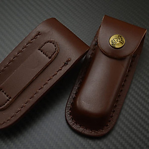 5 inches Real Leather Knife Sheath Folding Pocket Knife Pouch Holster For 5" Folding Tool 4 3/4"Multl-Tool