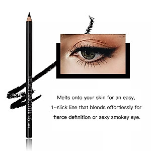 Black Eyeliner Pencils, 12 PCS Matte Black Eyeliner Pencil Set, Black Eyeliners Pencils Waterproof Long-lasting Eyeliner Beauty Makeup Tools Easy to Color