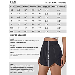 BMJL Women's Running Shorts Elastic High Waisted Shorts Pocket Sporty Workout Shorts Quick Dry Athletic Shorts Pants Summer Clothes(L,Black)