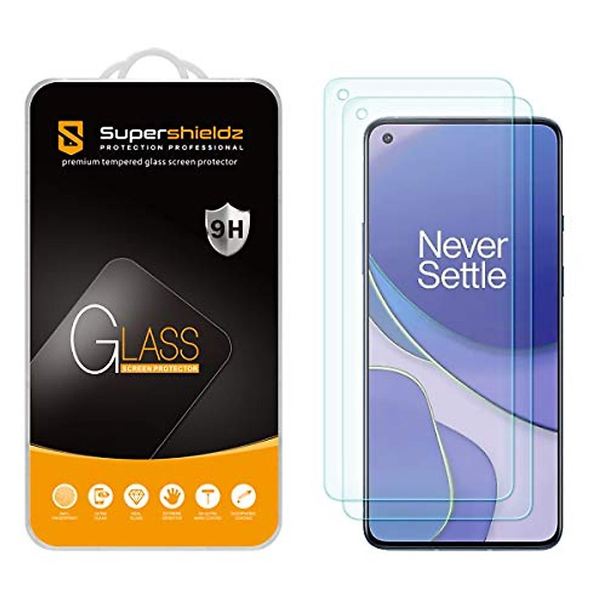Supershieldz (2 Pack) Designed for OnePlus 9 / OnePlus 9 5G Tempered Glass Screen Protector, Anti Scratch, Bubble Free