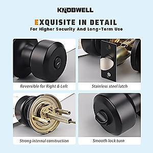 KNOBWELL 6 Pack Matte Black Door Knob Privacy Locking Door Knob, Bedroom/Bathroom Door Knobs with Lock Interior Use