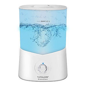 TOTGUARD Top Filling Humidifier,With Colorful lights, 3.2L, Cool Mist Diffuser, Stepless Speed Control, Water Indicator, Automatic Stop Of Water Shortage To Protect.