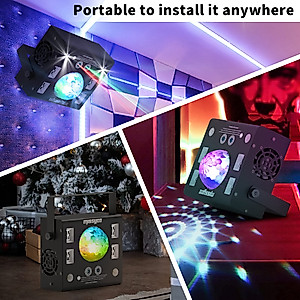 Disco Light Party Light, Missyee DJ Lights 4 in 1 with Disco Ball, LED Pattern Lights, Strobe Light, Sound Activated Stage Lights Compatible with DMX Control for Home Dance Wedding Event Party