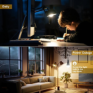 Emotionlite Rechargeable Emergency Light Bulb, 1800mAh Battery Backup for Home Power Failure, Outage Emergency Reading Lighting Camping Hurricane, 3 Brightness Dimmable, Warm White, E26 Base, 1 Pack