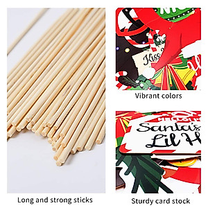 Christmas Photo Booth Props 36Pcs（Upgraded Version）, Christmas in July Party Supplies, Merry Christmas Party Pose Sign, Red and Green Christmas Party Supplies Decorations for Kids Adults