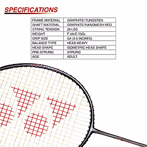 X Astrox Smash Graphite Badminton Racquest with Full Cover (Black Flash Red) | for Beginner Players | 73 Grams | Maximum String Tension - 28lbs | Ultra Light