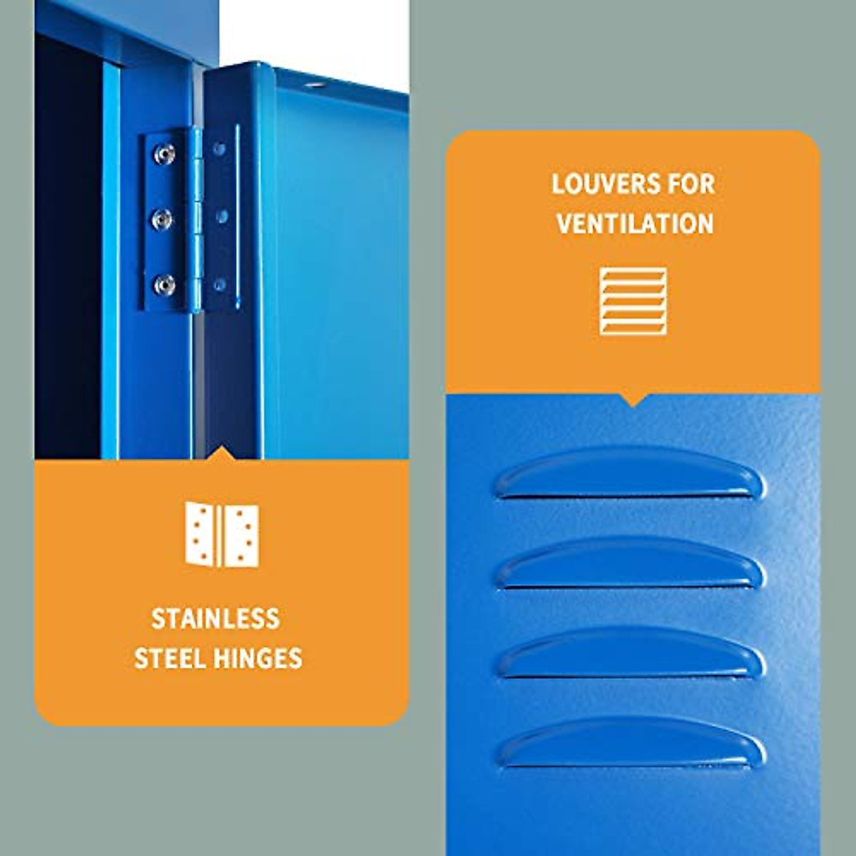 INTERGREAT Metal Locker for Office Storage Locker Employees Locker for School Gym Lockers Corridor Locker Five Tier Box Blue 5 Door