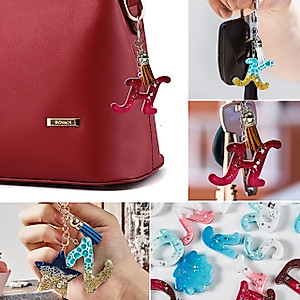 ISSEVE 164Pcs Obverse Alphabet Resin Molds Kit, Silicone Molds for Resin Casting DIY, Letter & Ornament Epoxy Molds Resin Keychain Making Set with 1 Hand Drill 2 Drill Bits 160Pcs Keychain Supplies