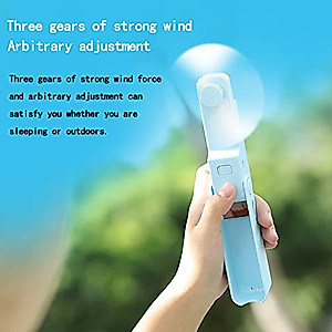 Dalontun Battery Operated Personal Fan Desk Handheld 3 speeds Portable 800Mah Usb Mini Foldable Desktop Fan Rechargeable Home Office Hands Free Clip Speed Small Cooling Adjustable Table Travel(White)