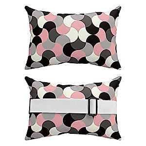 Recliner Head Pillow Ledge Loungers Chair Pillows with Insert Mid Century Pink Grey Black Abstract Geometric Art Modern Lumbar Pillow with Adjustable Strap Patio Cushion for Sofa Bench Couch, 2 PCS