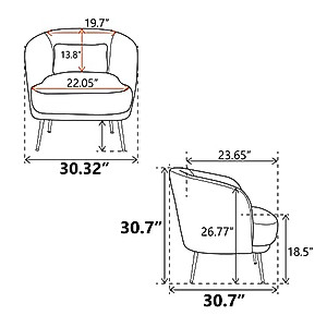 AWQM Sherpa Accent Chair, Green Boucle Upholstered Reading Chair with Curved Backrest, Living Room Chair Sofa Chair with Gold Legs, Leisure Club Tub Couch for Bedroom, Dorm Room, Studio