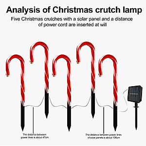 SEEROOTOYS Cane Lights 10 Piece Candy Canes Outdoor Decorations 14.5 Inch Festive Solar Crutches Lights Red LED Lights Pathway Markers Outdoor Garden Stake Lights Wedding Party Decor