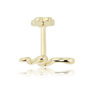 AVORA 14K Yellow Gold Snake Cartilage Piercing Flat Back Earring Body Jewelry (18 Gauge)