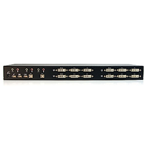 StarTech.com 2-Port Quad Monitor Dual-Link DVI USB KVM Switch with Audio & Hub (SV231QDVIUA), Black