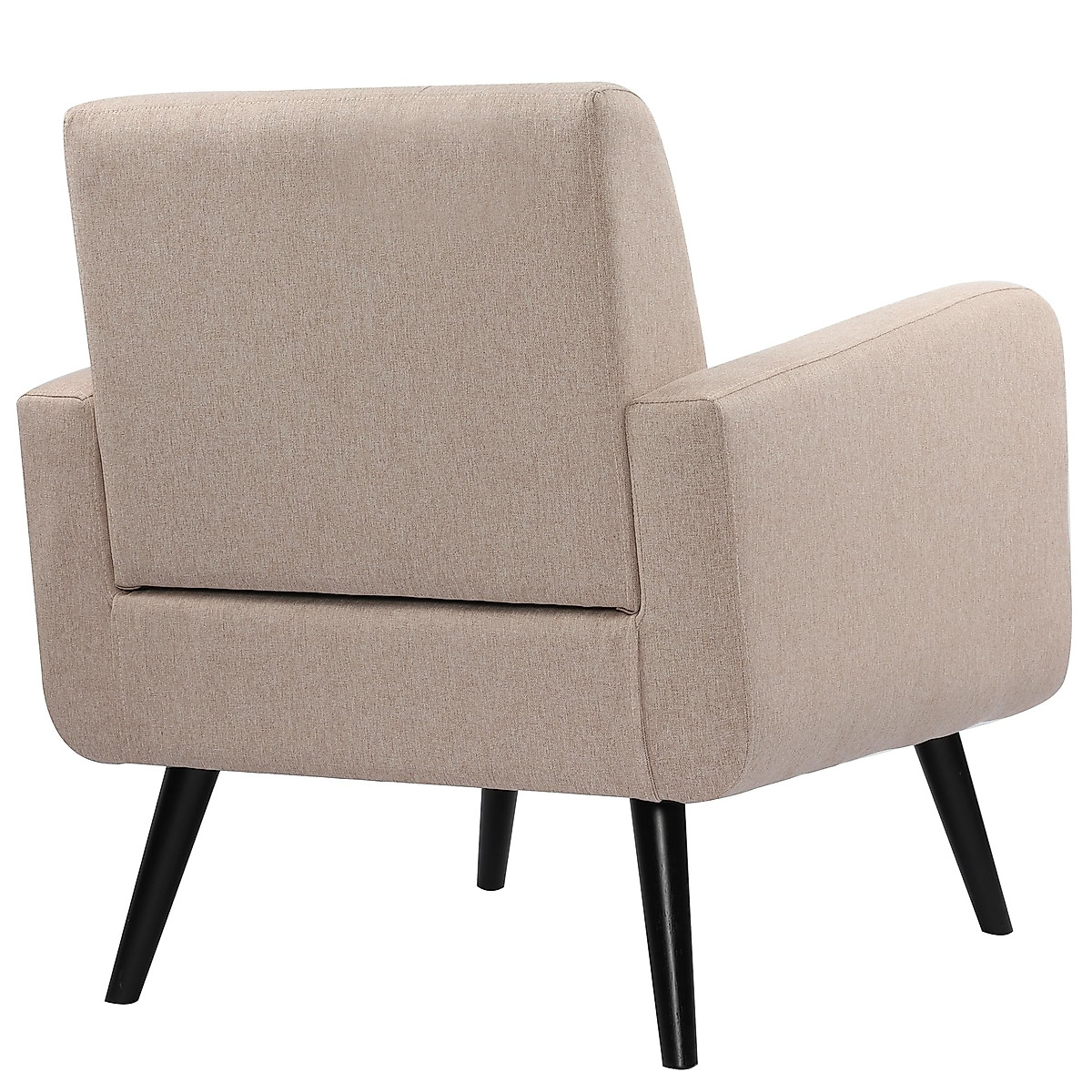 LSSPAID Modern Accent Chairs, Upholstered Fabric Cozy Armchairs, Living Room Side Chair with Solid Wood Legs, Beige
