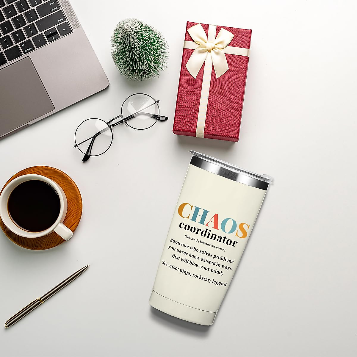 Chaos Coordinator Tumbler Thank You Gifts Water Bottle Double Wall Travel Coffee Mug Stainless Steel Vacuum Insulated Thermal Cup for Boss Lady Gifts Women Coworker Employee Mentor Birthday Christmas