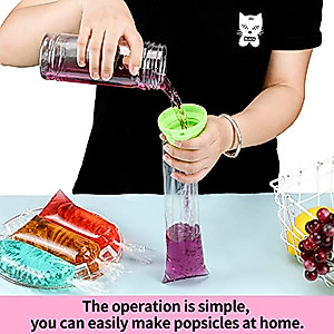 400 Pieces Ice Pop Bags Ice Lolly Bags Disposable Ice Cream Mold Bags Plastic Ice Candy Bags with Silicone Funnel for Making Ice Cream Yogurt Candy Freeze 3 x 10 Inch (400 Pieces,3 x 10 Inch)