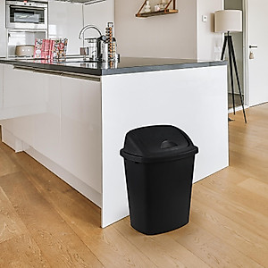 Gloreen 4-Pack 6.5 Gallon Swing Top Trash Can, 25 L Plastic Kitchen Garbage Can, Black