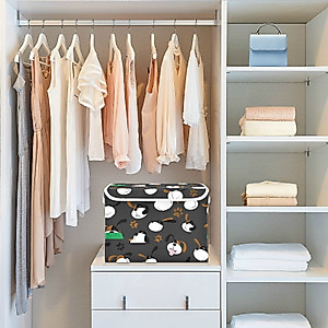 DOMIKING Funny Dog Paw Large Storage Bin with Lid Collapsible Shelf Baskets Box with Handles Toys Organizer for Nursery Drawer Shelves Cabinet