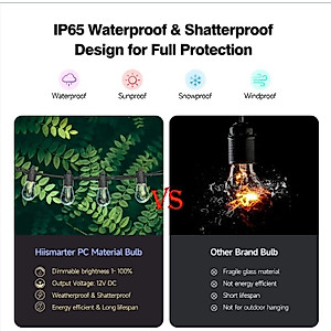 Hiismarter Patio Outdoor Lights, 48ft Smart LED String Lights with Alexa Control, Dimmable and Waterproof for Perfect Balcony, Backyard, Party, Wedding, Christmas and Camping Ambience