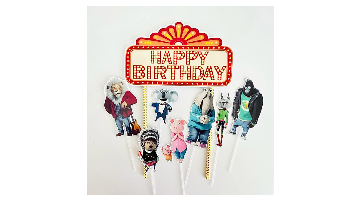 Custom Happy Birthday Sing 2 Cake Topper