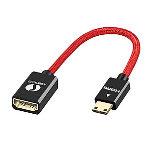ANNNWZZD Mini HDMI to HDMI Adapter, HDMI Female to Mini HDMI Male Cable Support 1080P Full HD, 3D, for Camera, Camcorder, Laptop, Tablet, HDTV, Projector