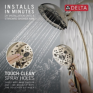 Delta Faucet 5-Spray In2ition Dual Shower Head with Handheld Spray, H2Okinetic Shower Head with Hose, Showerheads, Handheld Shower Heads, Magnetic Docking, Polished Nickel 58480-PN-PK