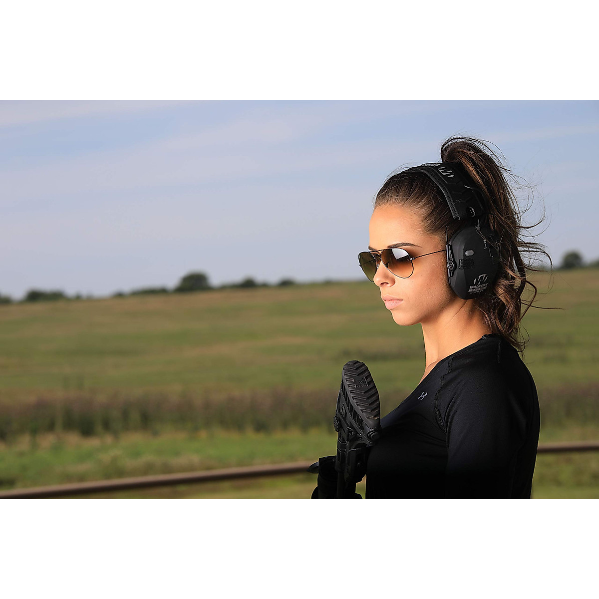 Walker's Razor Slim Electronic Bluetooth NRR 23 dB Hearing Protection Earmuffs for Outdoor/Indoor Shooting Range with Shockproof Carrying Case, Black